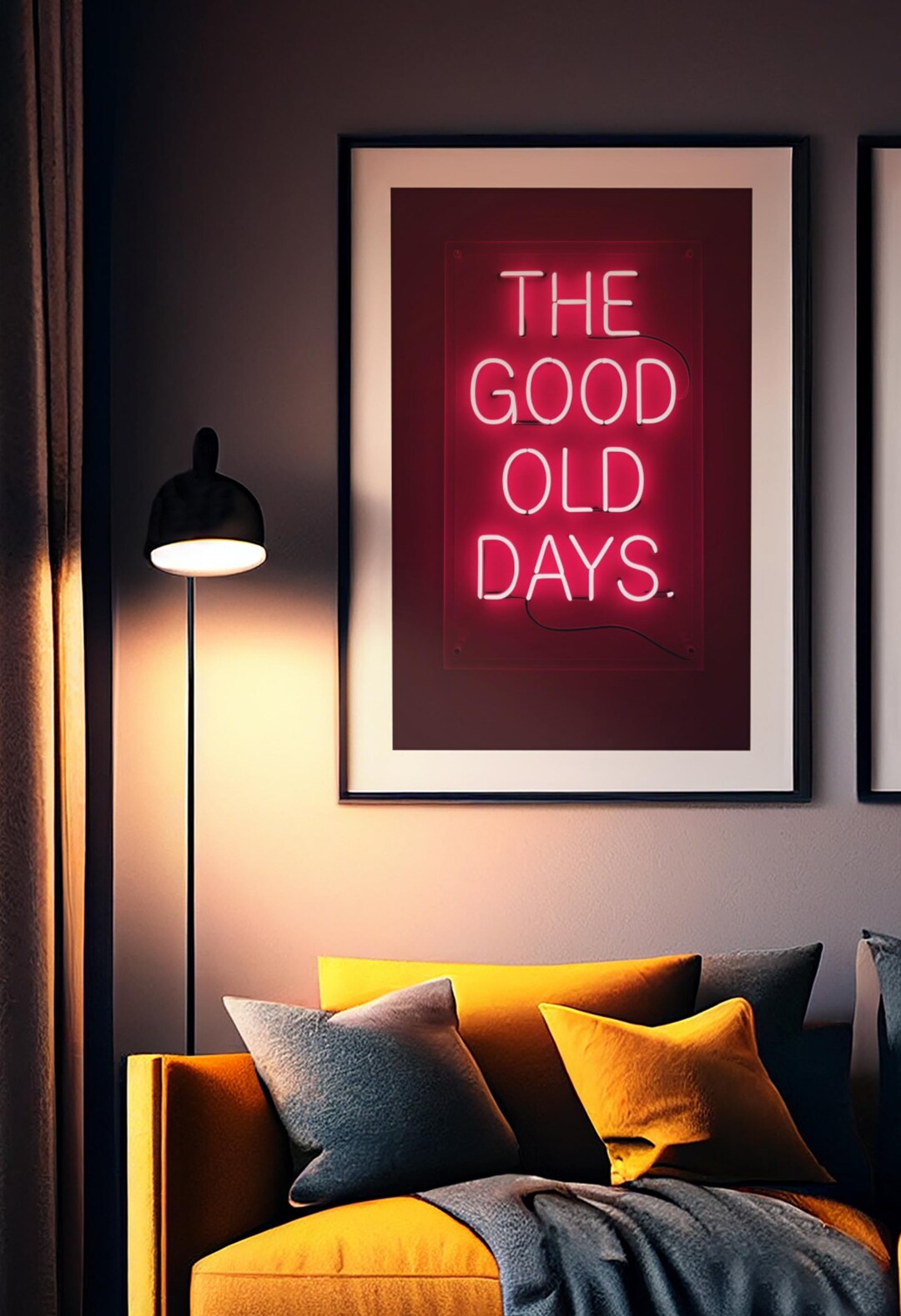 The Good Old Days Poster, Neon Style Quote Art - Etsy UK