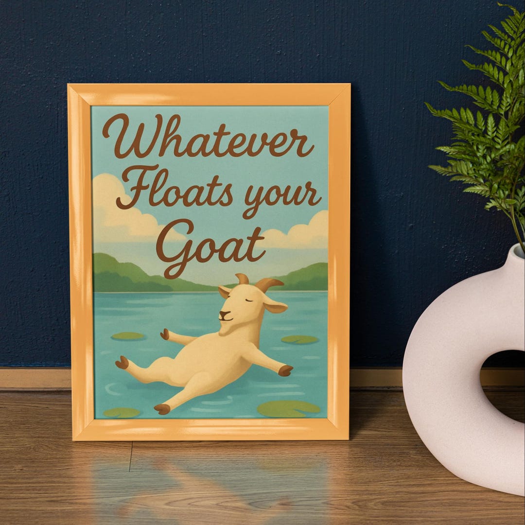 Whatever Floats Your Goat Poster - Funny Goat Wall Art - Humorous Home ...