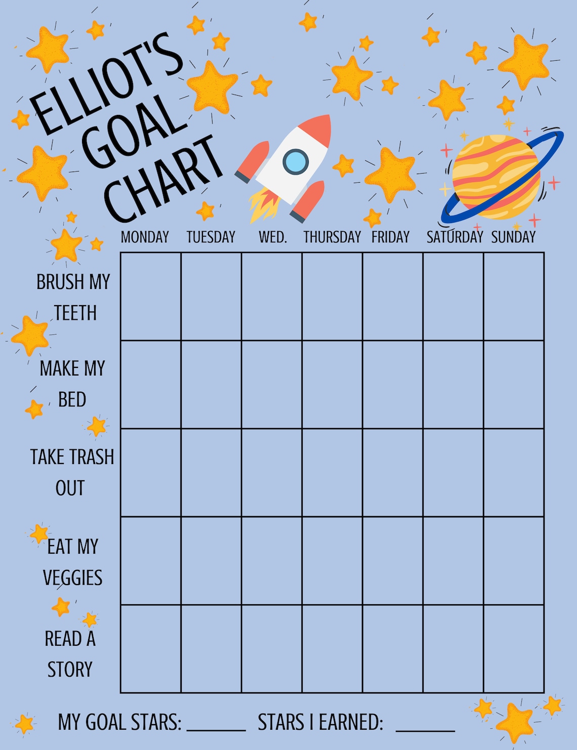 Chore Chart, Reward Chart, Sticker Chart, Goal Chart, Responsibility ...