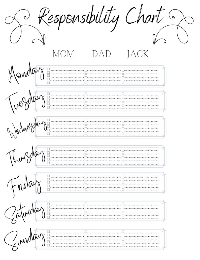 Chore Chart, Task Chart, Kids Chore Chart, Responsibility Chart, Reward ...