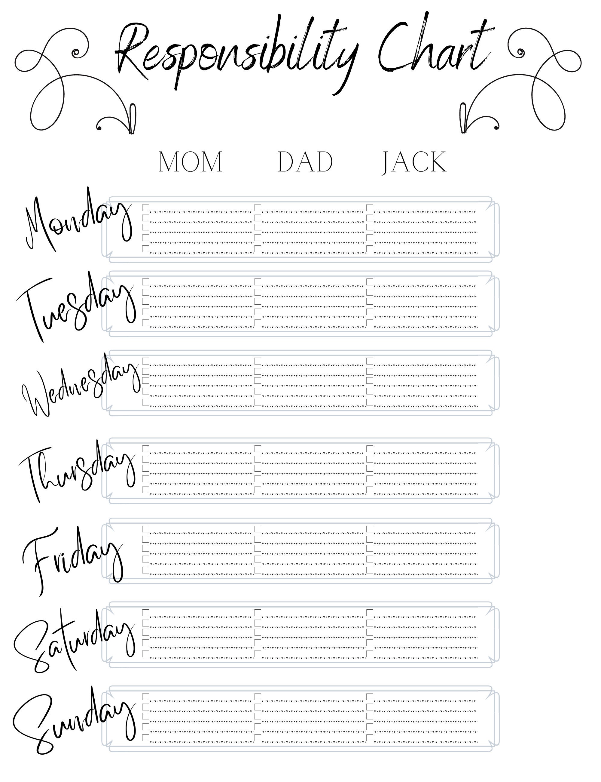 Chore Chart, Task Chart, Kids Chore Chart, Responsibility Chart, Reward ...