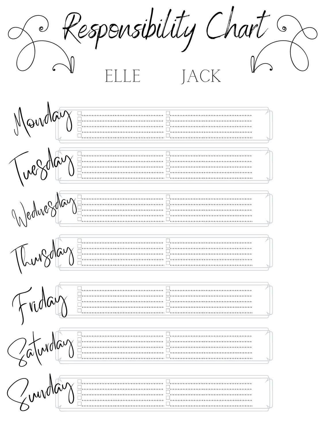 Chore Chart, Task Chart, Kids Chore Chart, Responsibility Chart, Reward ...