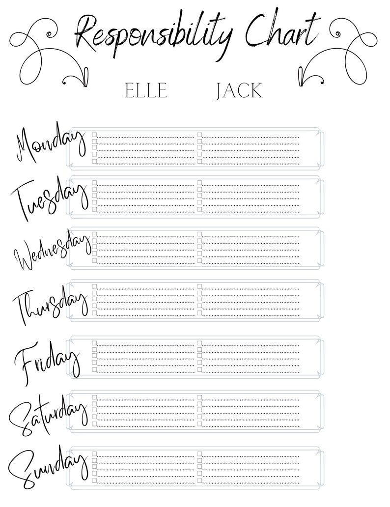 Chore Chart, Task Chart, Kids Chore Chart, Responsibility Chart, Reward ...