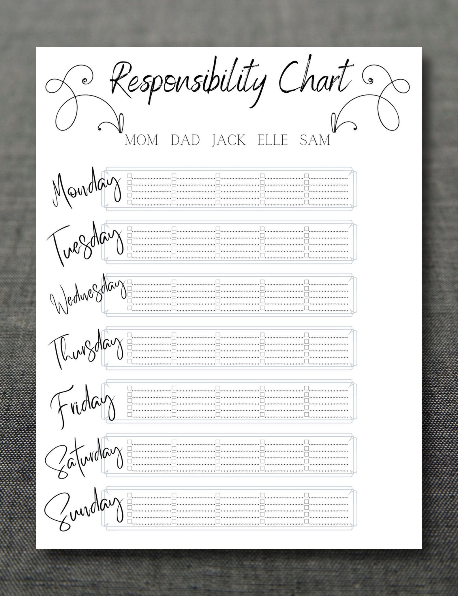 Chore Chart, Task Chart, Kids Chore Chart, Responsibility Chart, Reward ...