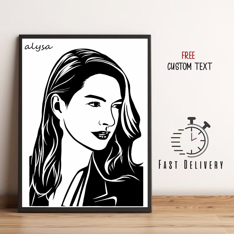 Line Art Siluet, Custom Silhouette Portrait From Photo, Christmas Gift ...