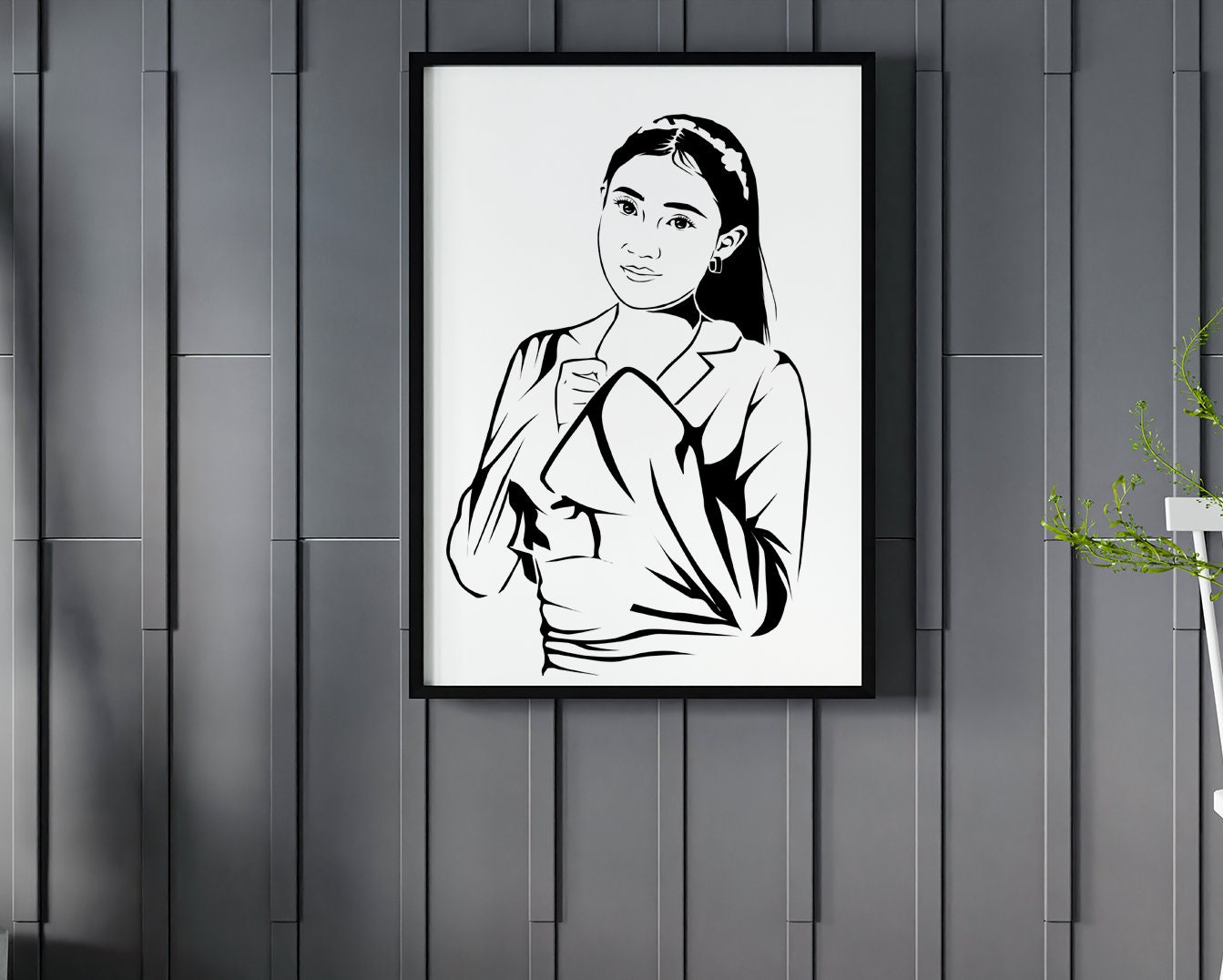 Line Art Siluet, Custom Silhouette Portrait From Photo, Christmas Gift ...