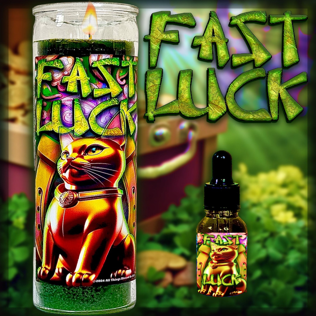 Fast Luck Ritual Candle & Oil - Good Fortune, Success, Tilt the Scales ...