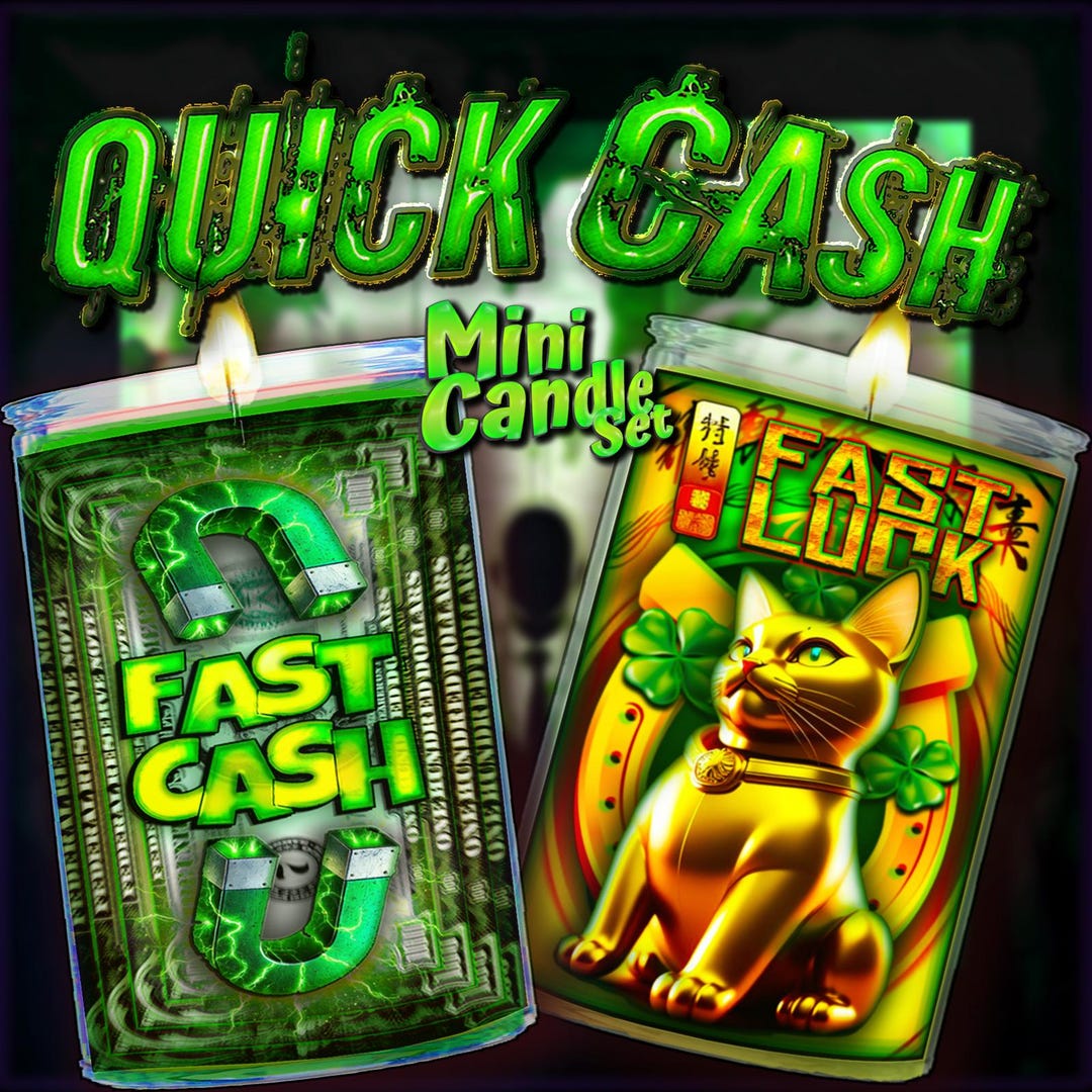 MINI "quick Cash" Two Ritual Candle Set - Mini Versions of Our Fast ...
