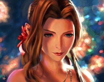 FF7 Aerith Poster, Final Fantasy VII Remake Aerith Art, Final Fantasy ...