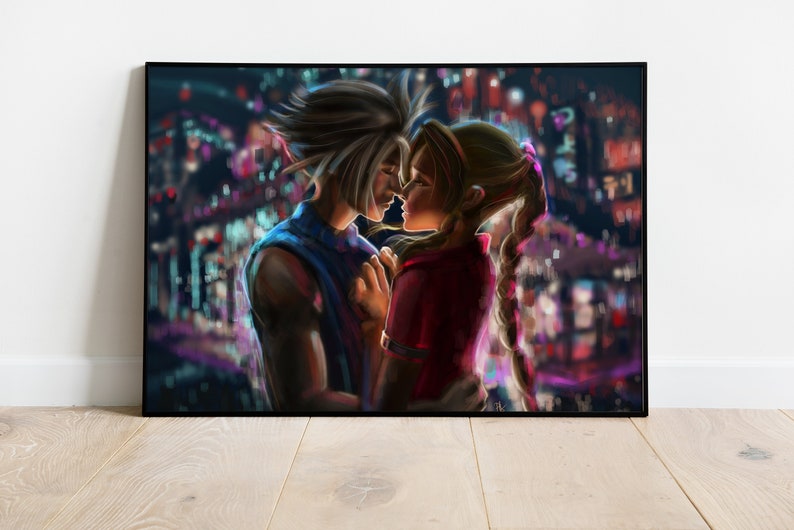 Final Fantasy 7 Poster of Aerith and Cloud at Wall Market - Etsy