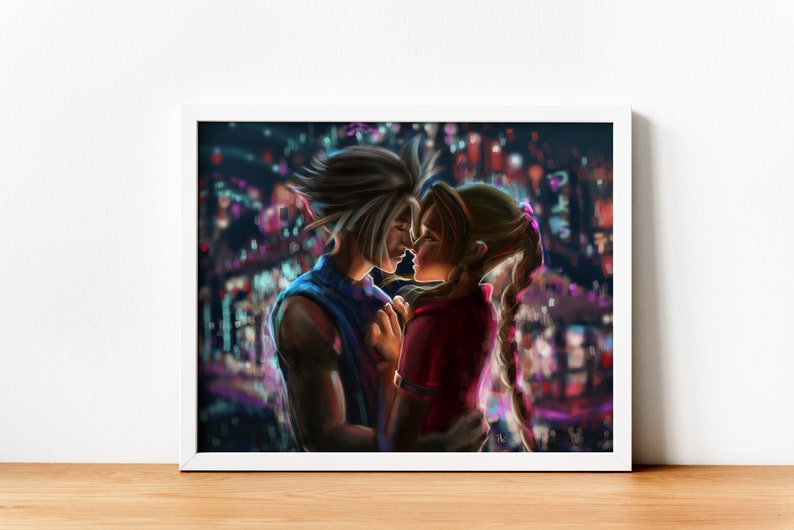 Final Fantasy 7 Poster of Aerith and Cloud at Wall Market - Etsy