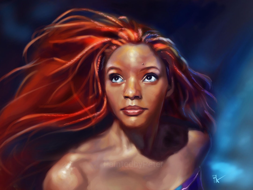 Halle Bailey Little Mermaid Art Print - Halle Bailey Ariel Poster ...