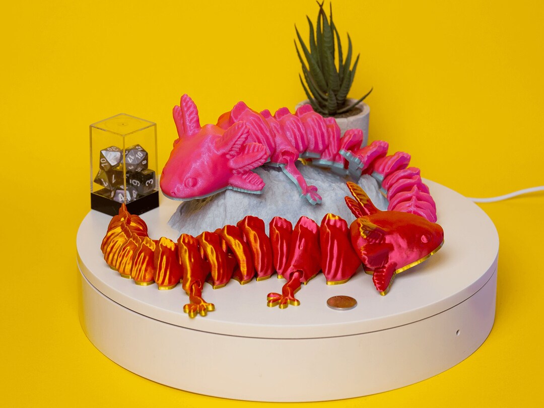 Articulating Baby/mom Axolotl Pet - Fidget Toys - Sensory Toys - Fake ...