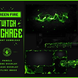 Blaze - Green Fire Themed Twitch Streamer Package, Panels, Overlay ...