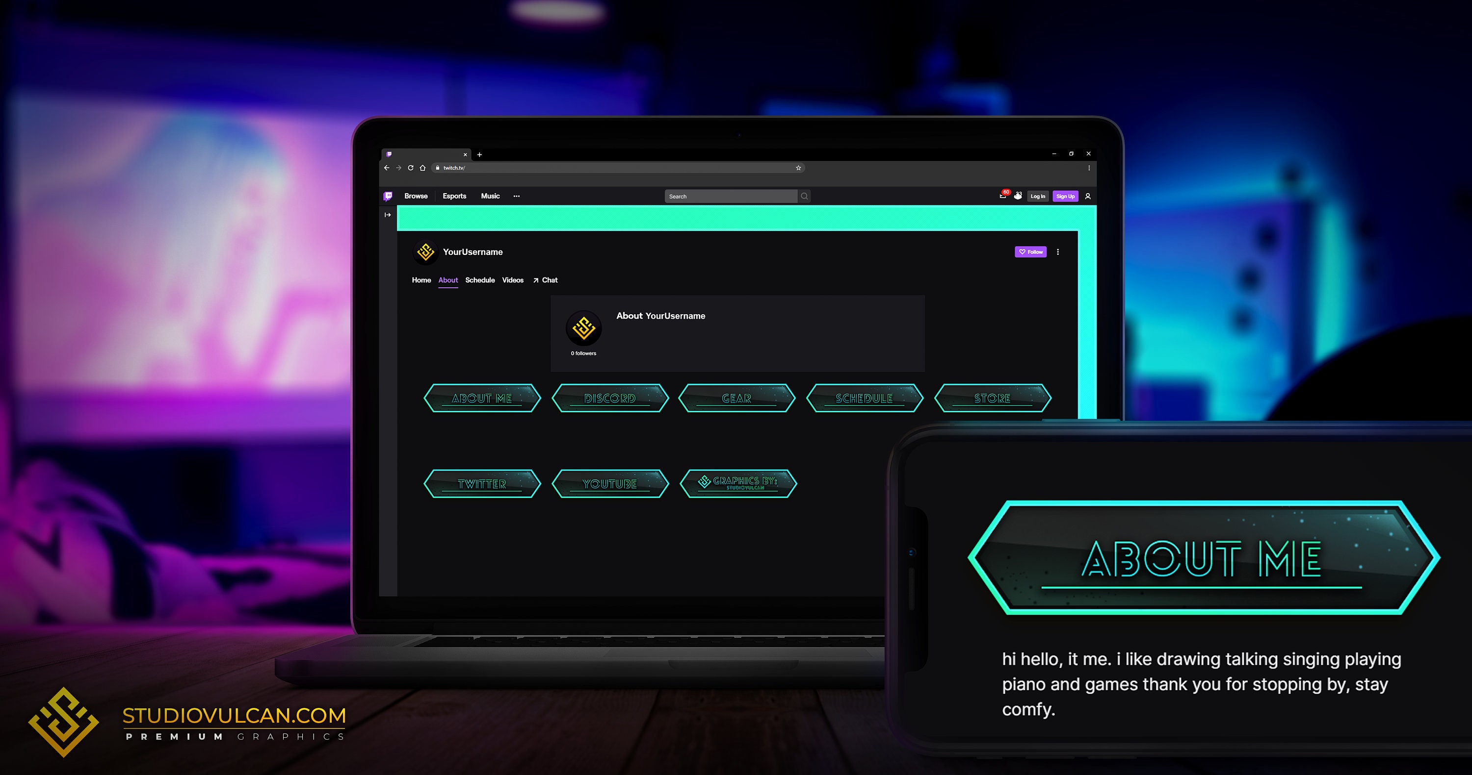 Neon Hex Cyan 26 Twitchtv Streamer Graphic Panels Package - Etsy
