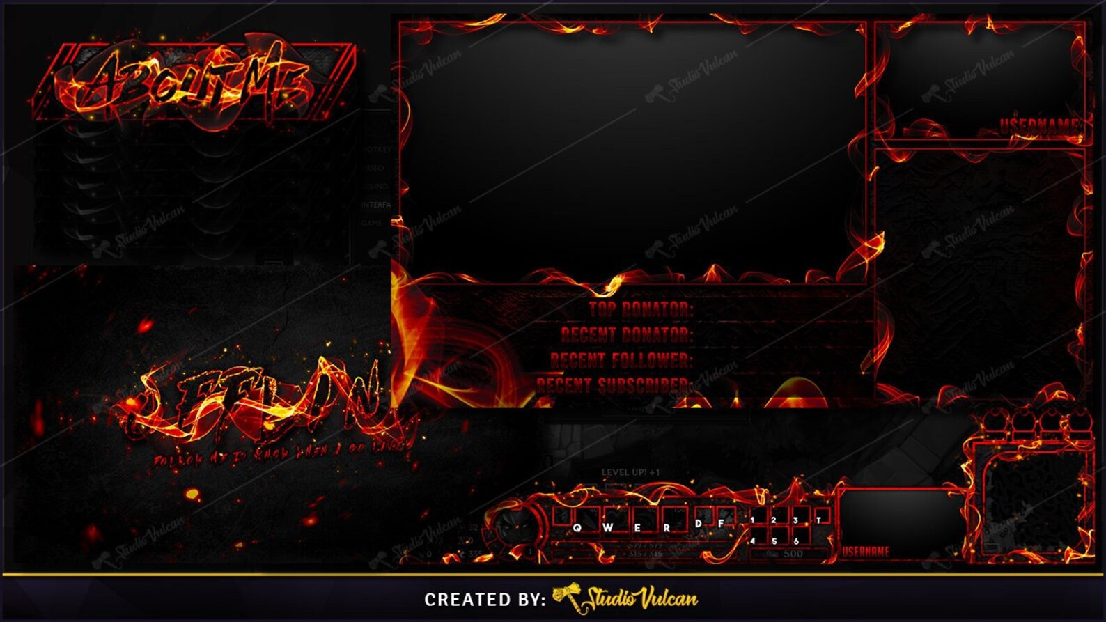 Blaze Fire Themed Twitchtv Streamer Graphic Package Panels - Etsy