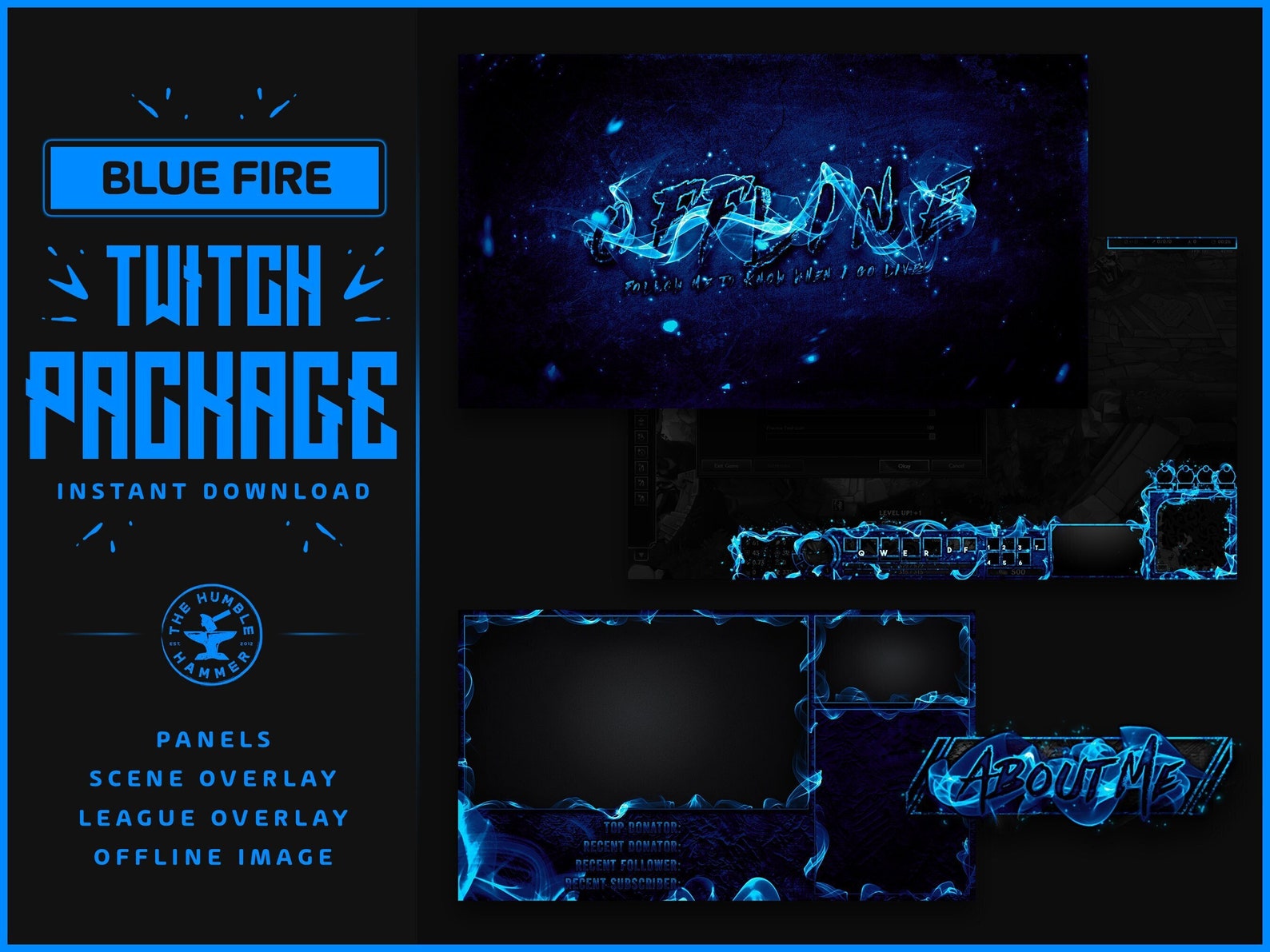 Blaze - Blue Fire Themed Twitch Streamer Package, Panels, Overlay ...
