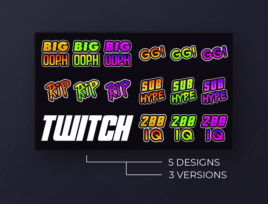 Twitch Emote Package - Big Ooph, GG, RIP, Sub Hype, 2001IQ - Twitchtv ...