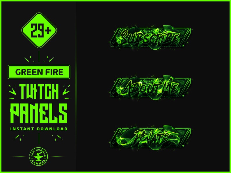 Blaze Green Fire Themed Twitch Streamer Package Panels - Etsy