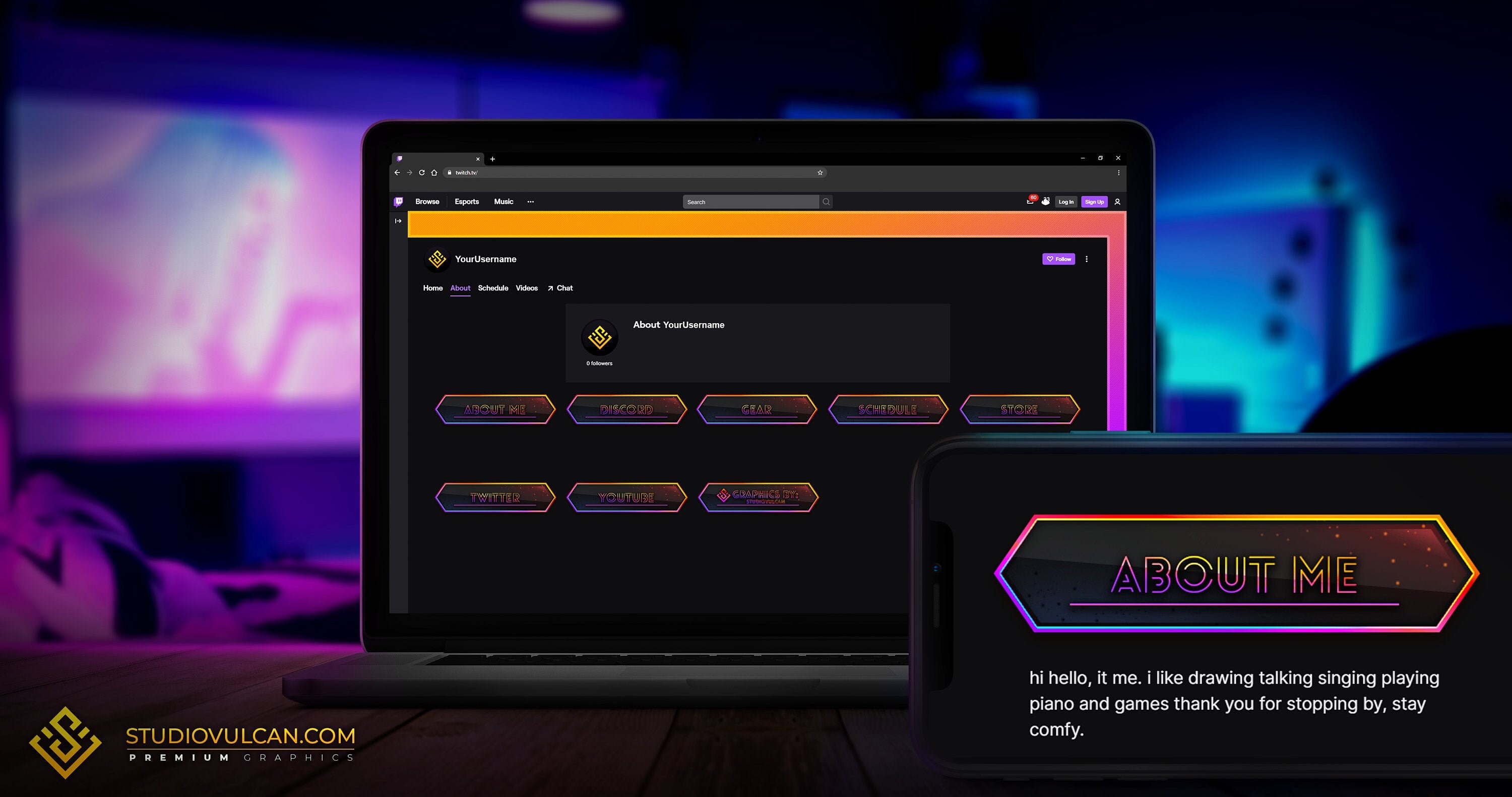 Neon Hex Chameleon 26 Twitchtv Streamer Graphic Panels | Etsy