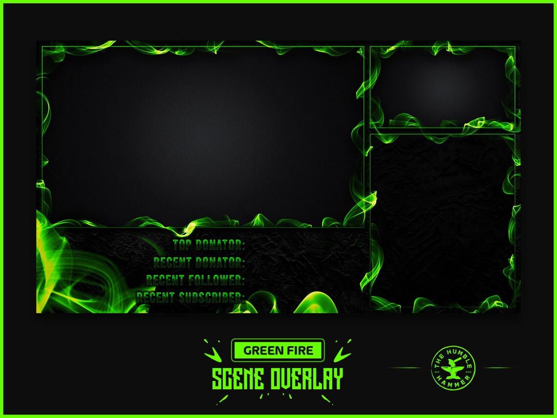 Blaze Green Fire Themed Twitch Streamer Package Panels - Etsy