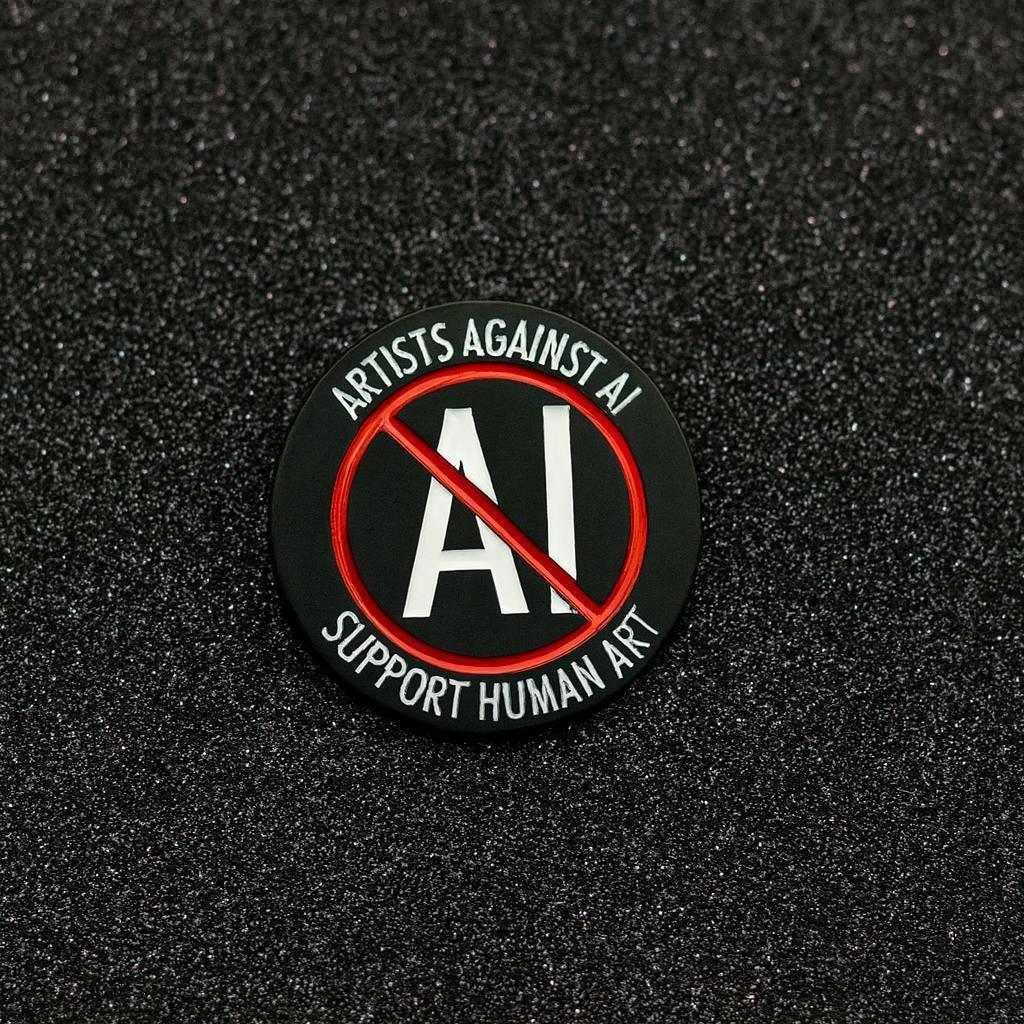 Artists Against Ai Enamel Pin: Support Human Art Badge - Etsy