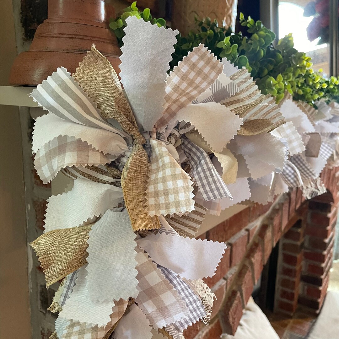 Rustic Rag Tie Garland Modern Farmhouse Decor Burlap - Etsy