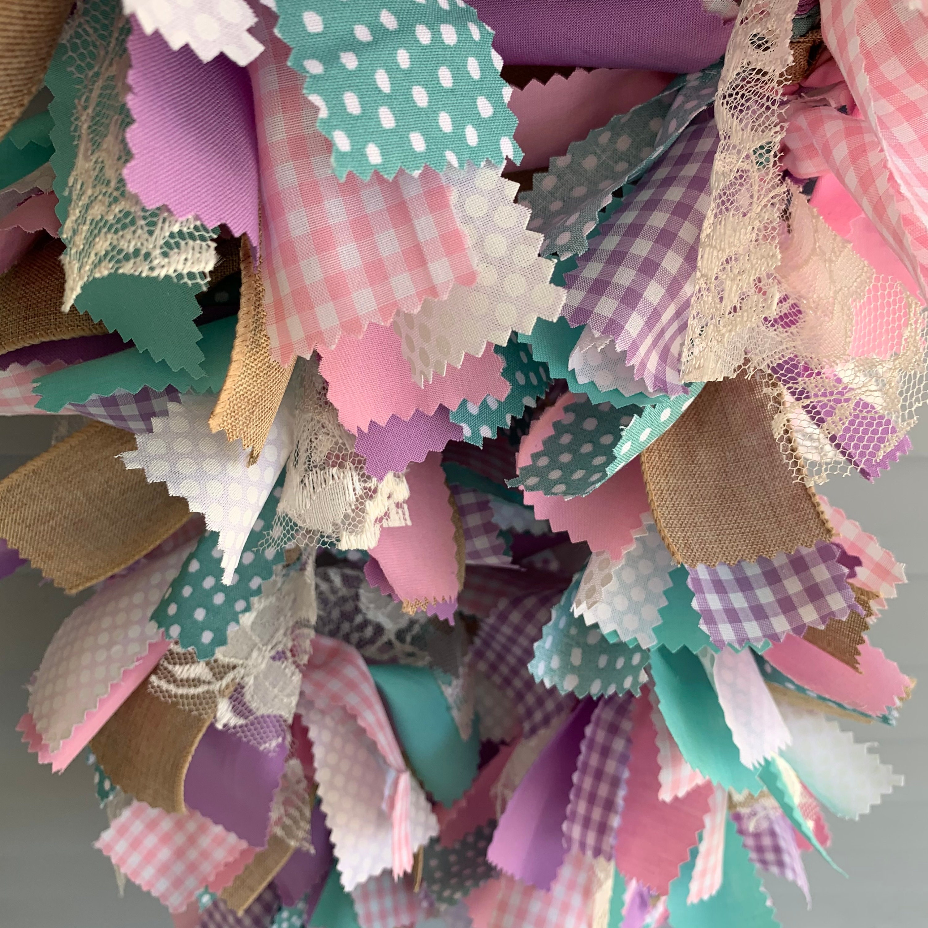 Spring Garland Farmhouse Rag Tie Pink Purple and Teal | Etsy