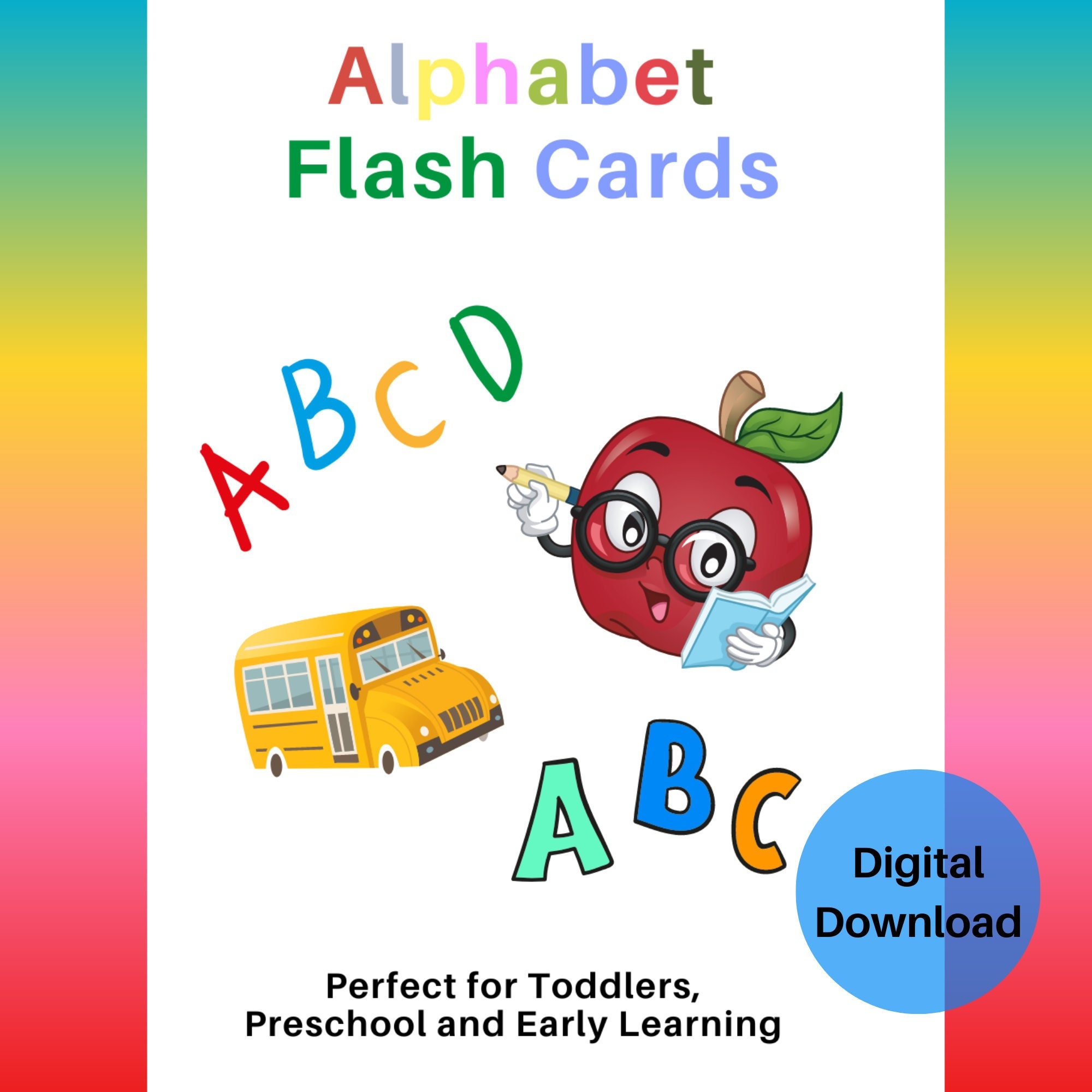 Alphabet Flash Cards, ABC Flash Cards, Toddler Flash Cards, Baby Flash ...