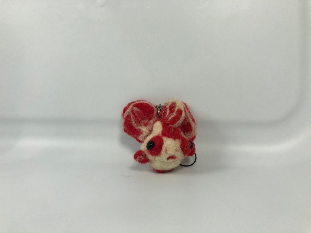 Needle Felt Red and White Ryukin Chibi Goldfish Keychain - Etsy
