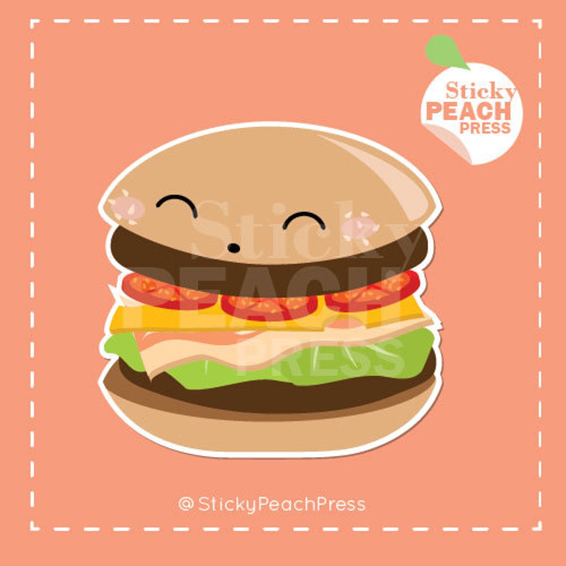 Burger Sticker Vinyl Cute Food Decal Hamburger Car Sticker - Etsy