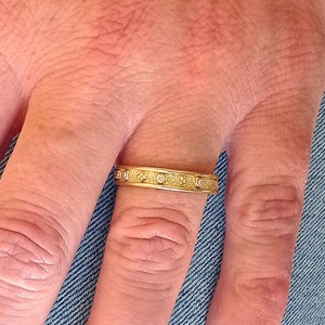 18k Gold Neoclassical Band Ring. Natural Diamonds Jewelry. Anniversary ...