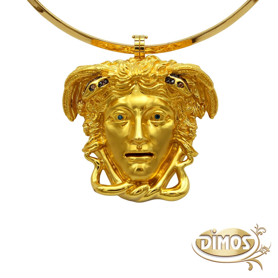 Dimos 18k Gold Ancient Greek Medusa Pendant With Diamonds. - Etsy