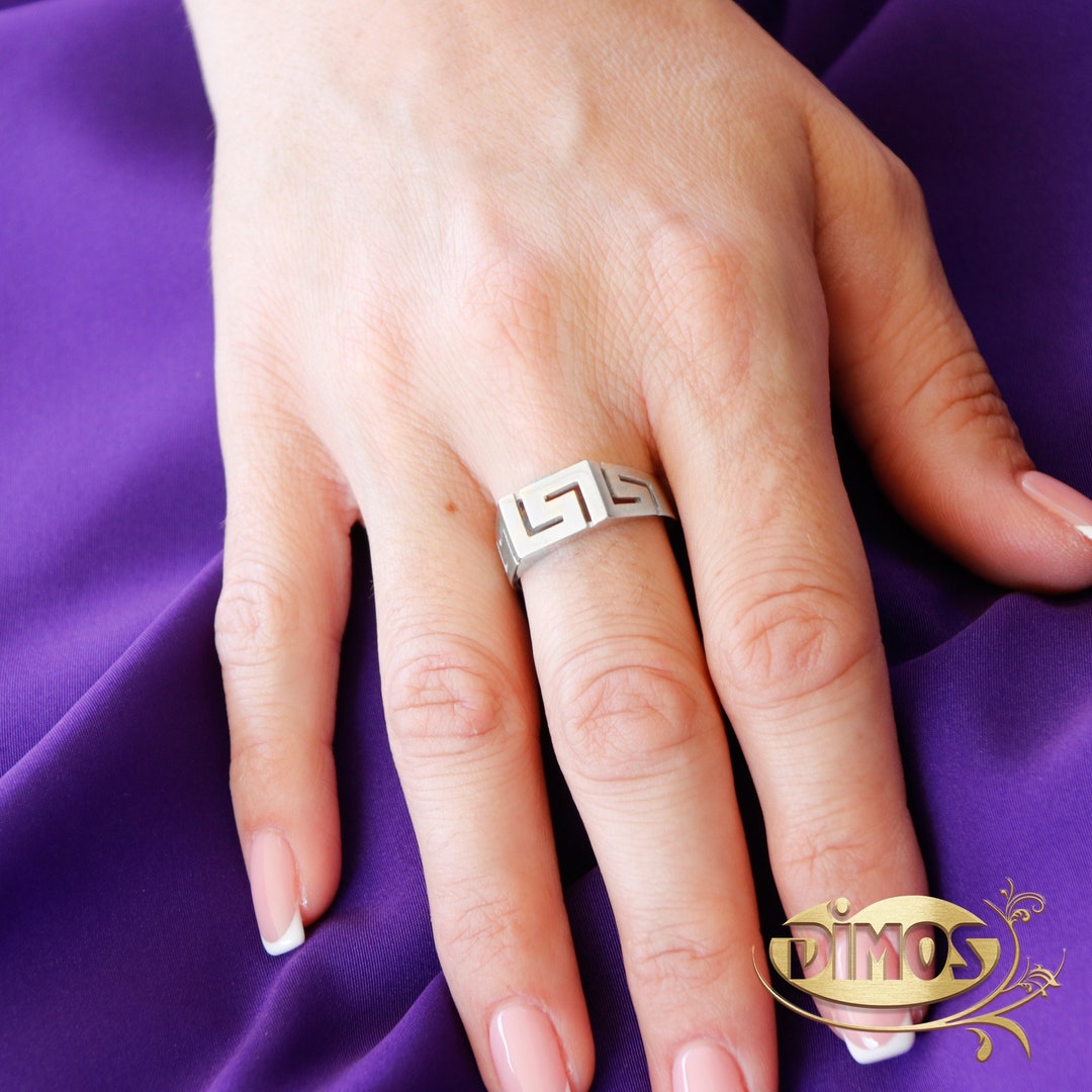 Silver Greek Key Ring. Ancient Meander Jewelry. Gift for Her or Him. - Etsy