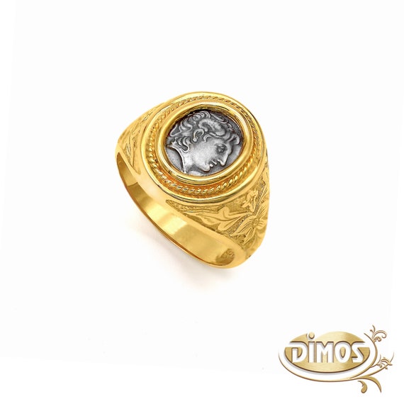 14k Gold & Silver Men's Ring With Alexander the Great. | Etsy
