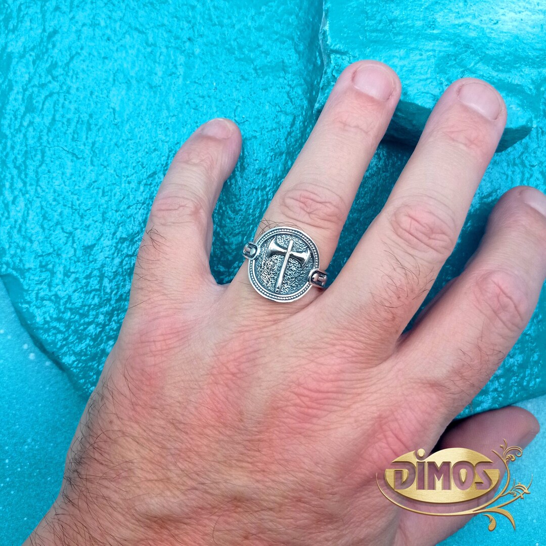 925 Silver Minoan Double Axe Ring. Ancient Crete Jewelry for Boyfriend - Etsy