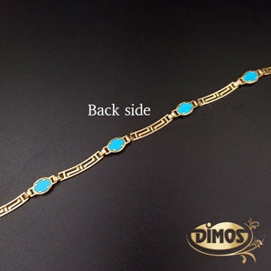 14k Gold Greek Key Necklace With Turquoise. Handmade Ethnic Jewelry ...