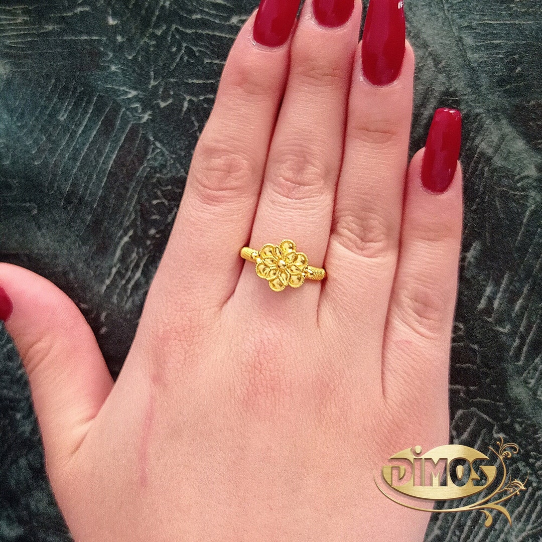 Dimos 18k Gold Double Rosette Ring. Greek Revival Jewelry - Etsy