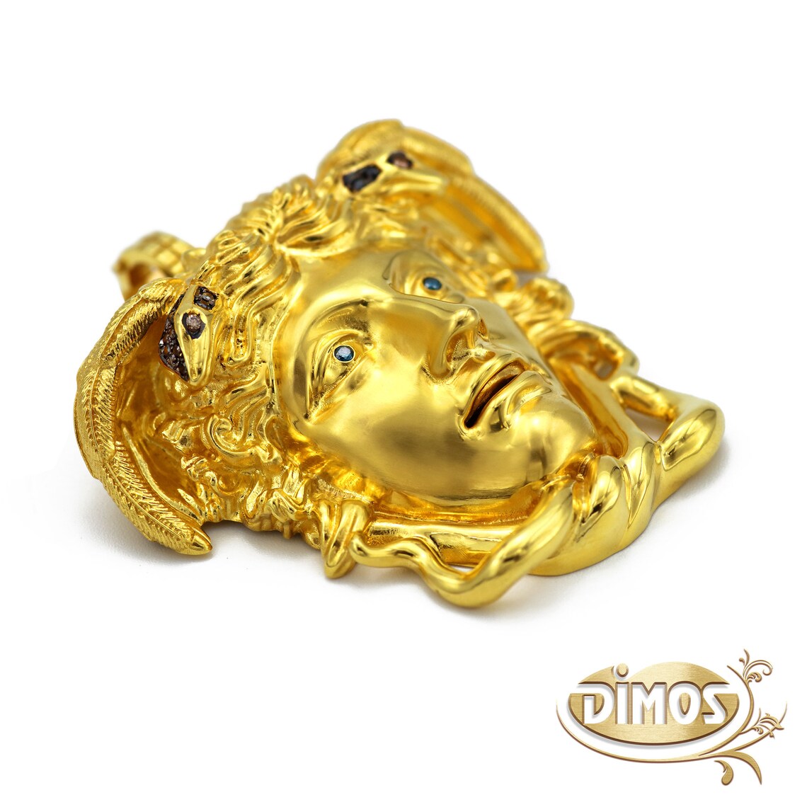 Dimos 18k Gold Ancient Greek Medusa Pendant With Diamonds. Greek ...