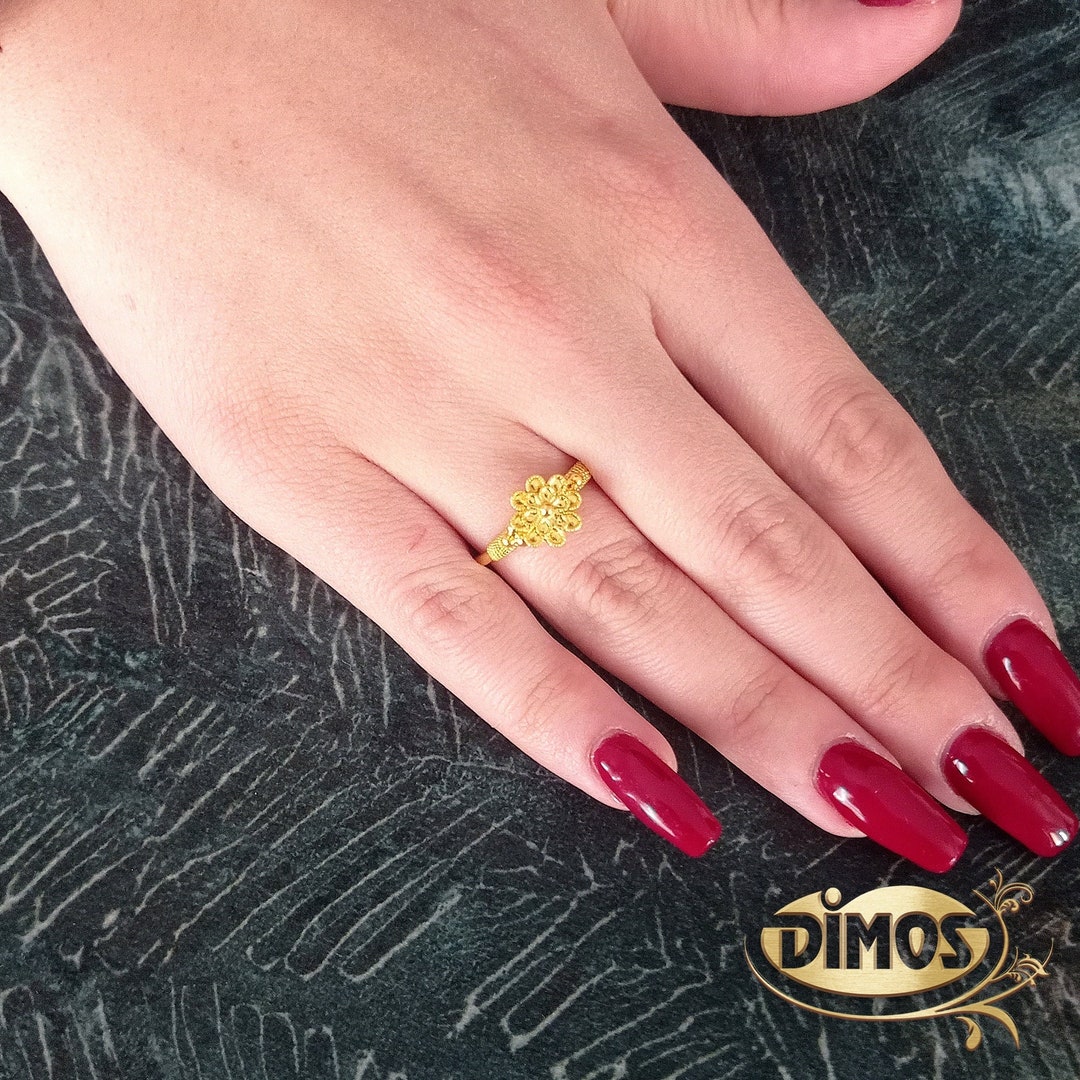 Dimos 18k Gold Double Rosette Ring. Neoclassic Greek Jewelry. Gift for ...
