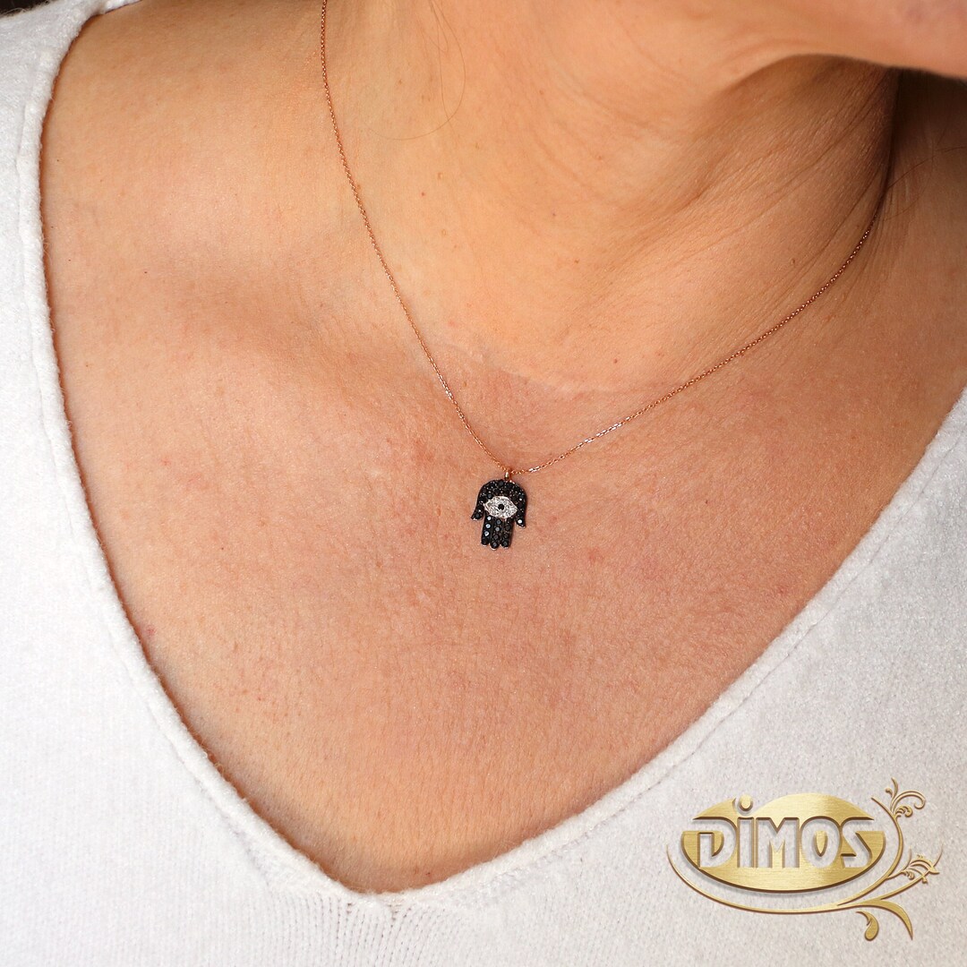 9k Rose Gold Hamsa Hand of Fatima With Diamonds. Protection Charm ...