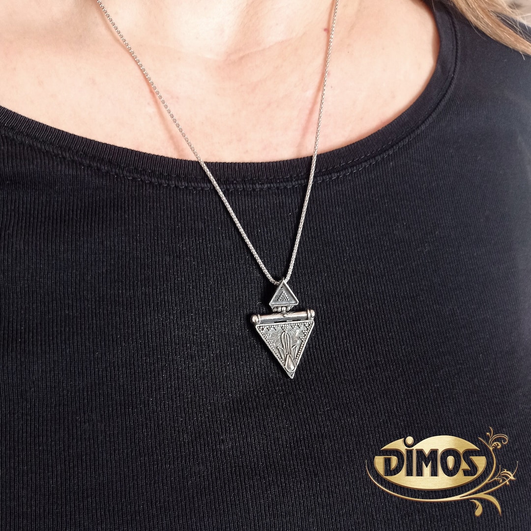 925 Silver Triangle Pendant. Boho Style Jewelry. Gift for Best Friend ...