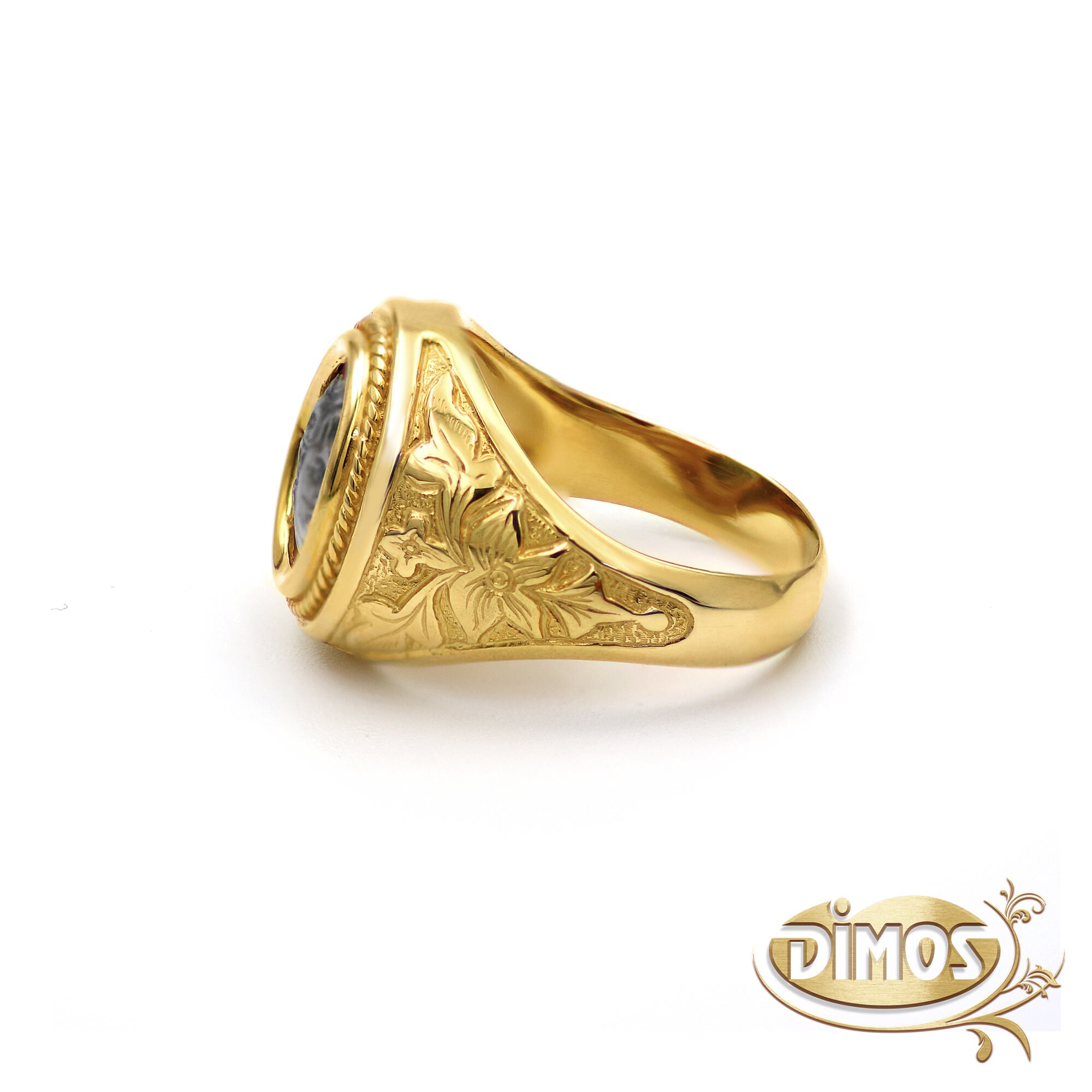 14k Gold & Silver Men's Ring With Alexander the Great. | Etsy