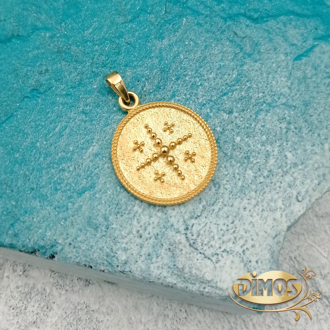 14k Gold Constantinato Cross Pendant. Handmade Byzantine Jewelry for ...