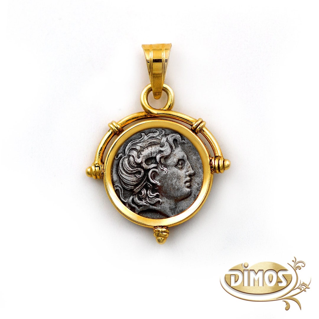 14k Gold & Silver Alexander the Great Double Sided Pendant. Ancient ...