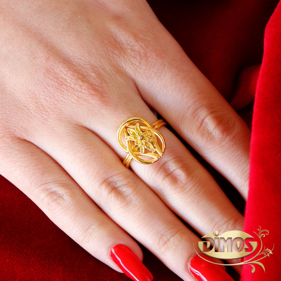 18k Gold Hercules Knot Ring With Acanthus Leaves. Greek Neoclassic ...