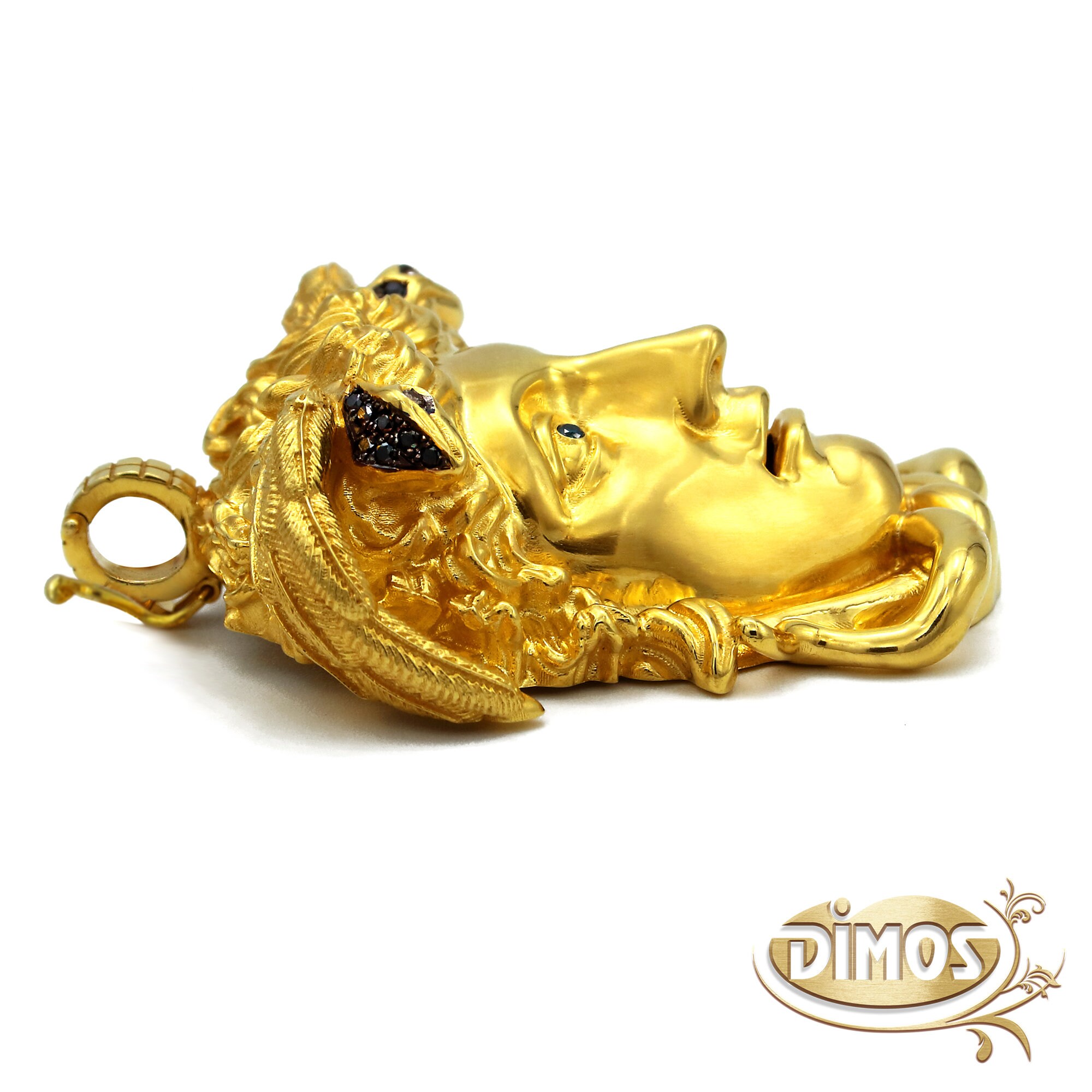 Dimos 18k Gold Ancient Greek Medusa Pendant With Diamonds. Greek ...