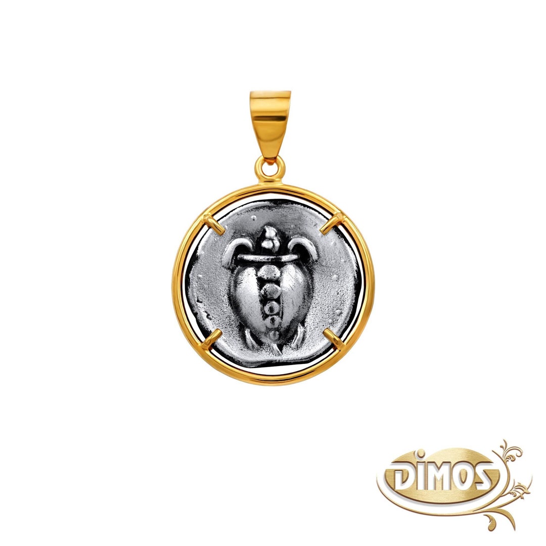 18k Gold and Silver Aegina Sea Turtle Coin Replica. the First Ancient ...