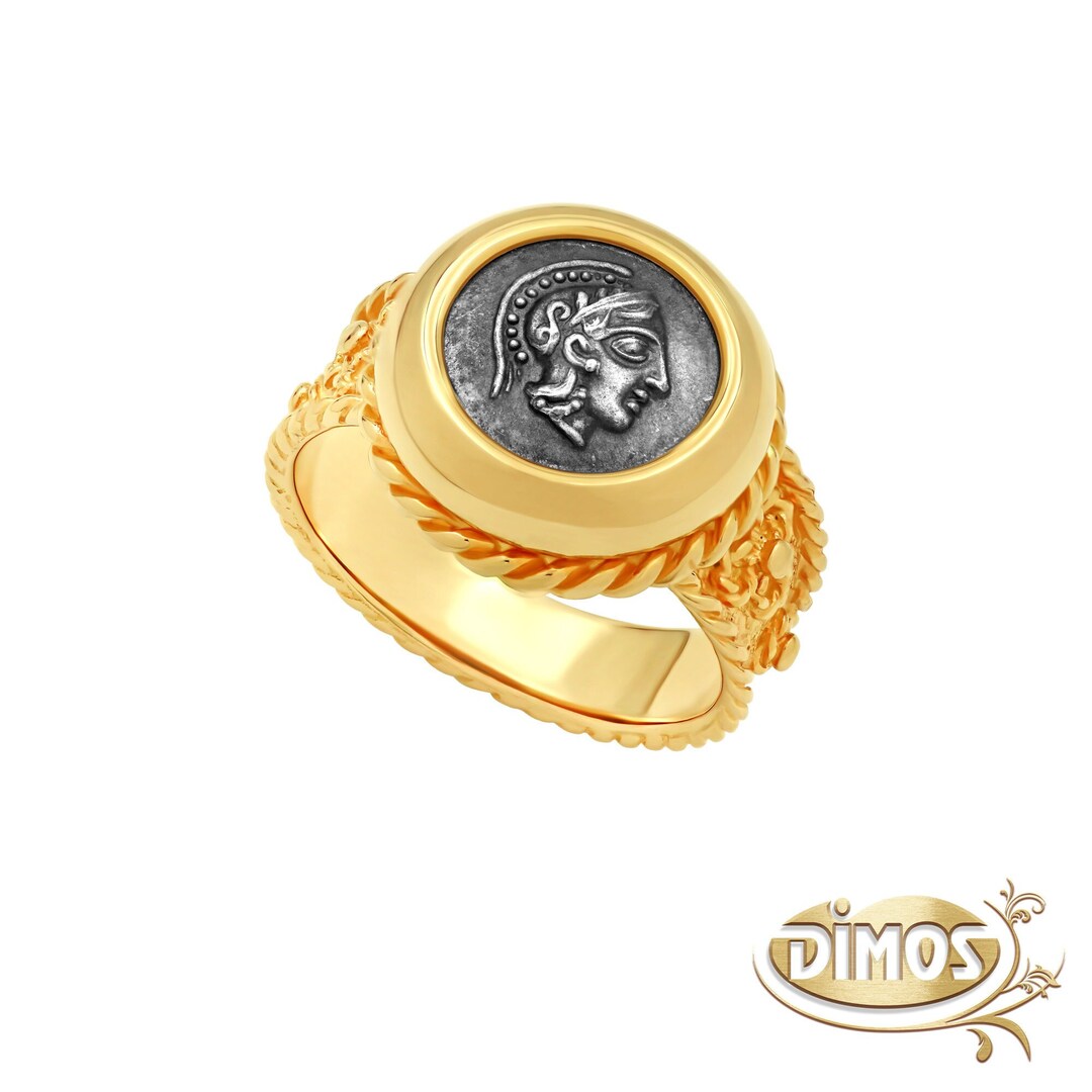 14k Gold & Silver Goddess Athena Ring With Filigree. Greek Mythology ...