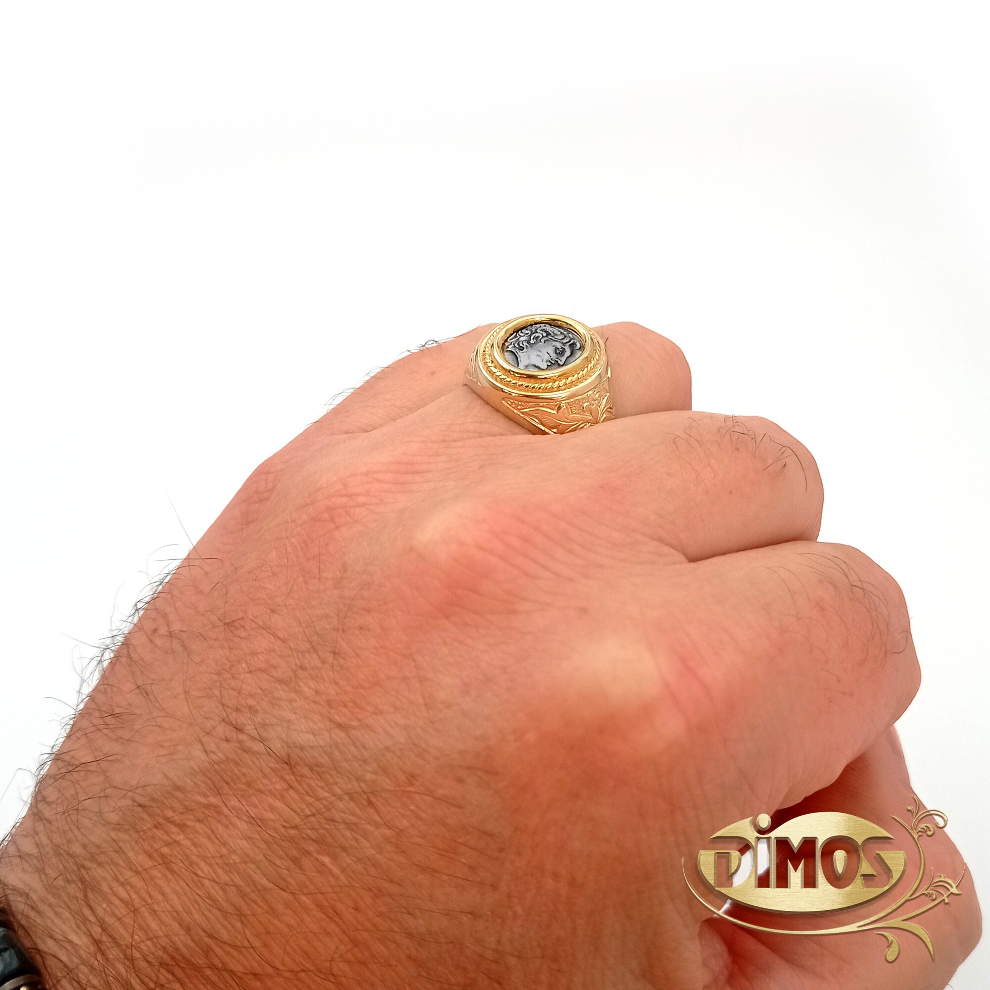 14k Gold & Silver Men's Ring With Alexander the Great. | Etsy